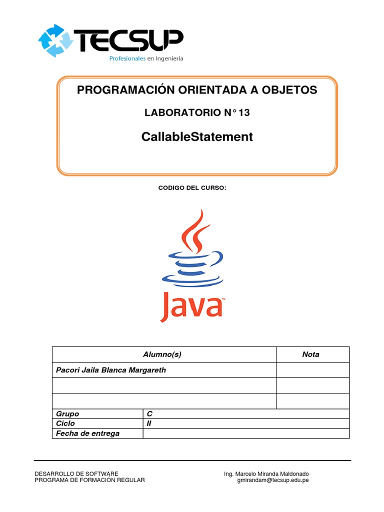 Glab S13 Mmiranda 2022 01 | PDF | Programación de computadoras | Java (lenguaje de programación)