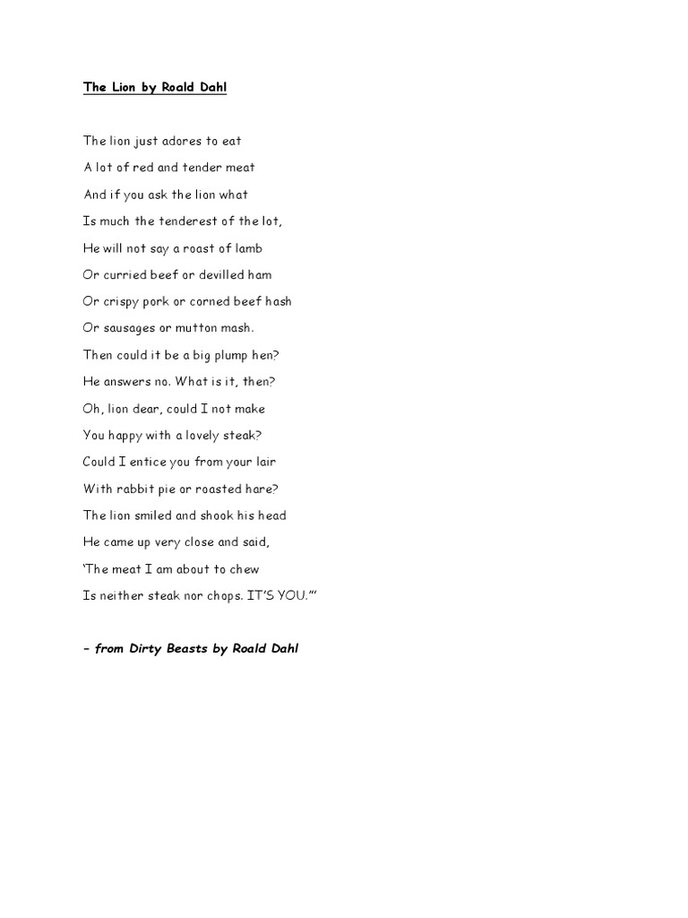 Roald Dahl Poems | PDF