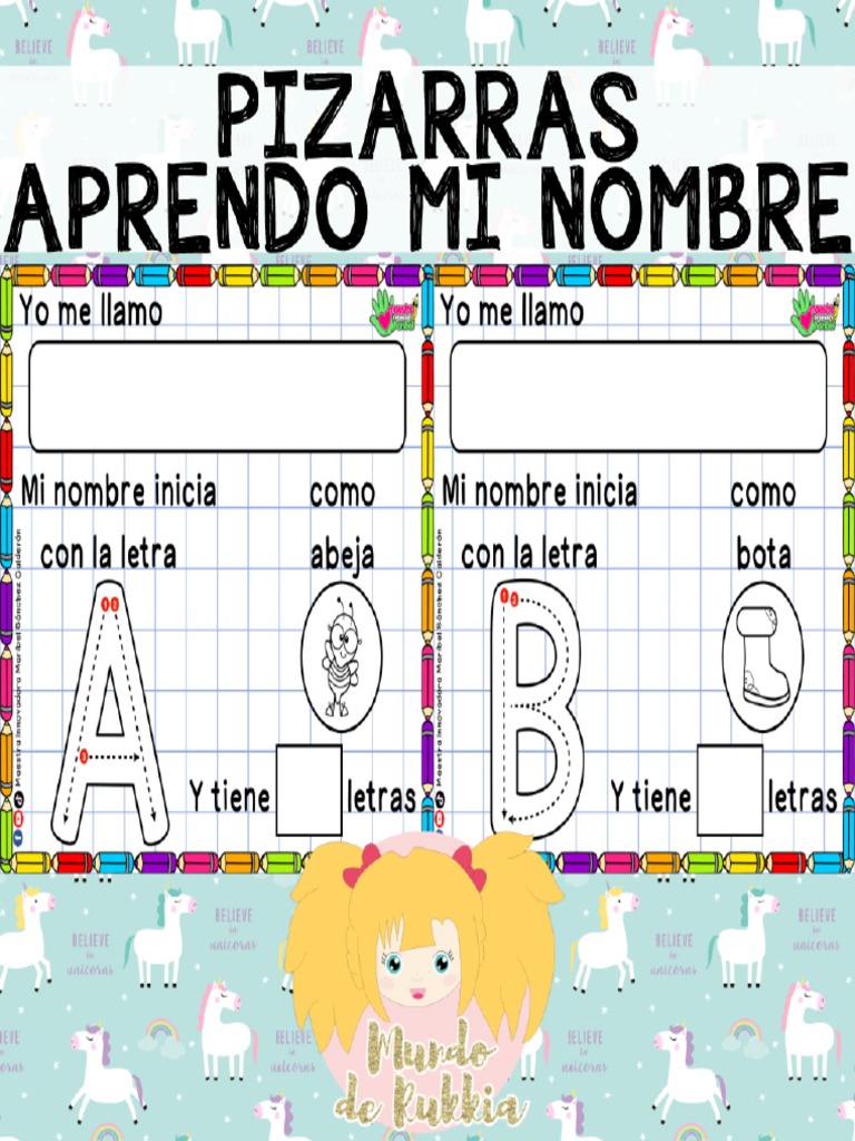 Pizarras para Aprender Nombre Recopilado Por Mundo de Rukkia | PDF