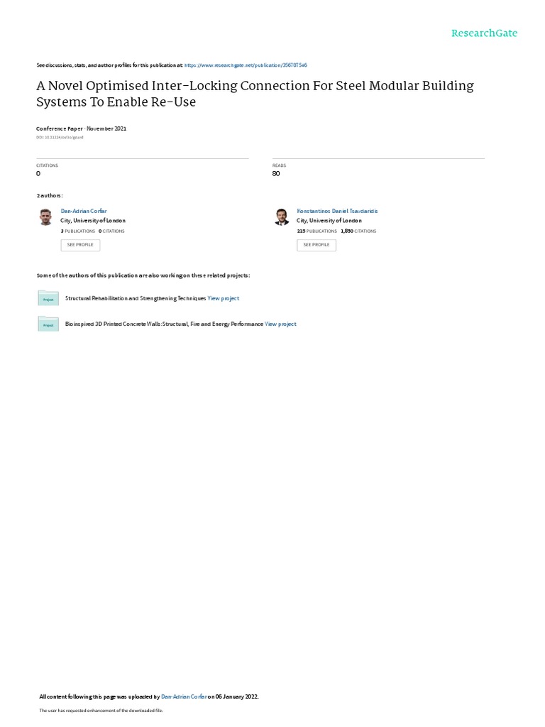 A Novel Optimised Inter-Locking Connection For Steel | PDF | Strength ...