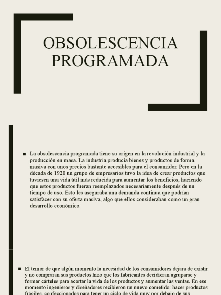 Orígenes y efectos de la obsolescencia programada | PDF | Finanzas y ...