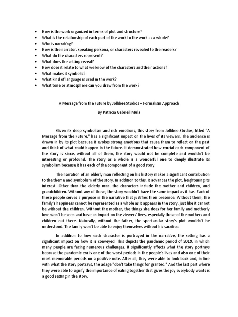 EAPP Critique Paper (Formalism Approach) | PDF | Narrative