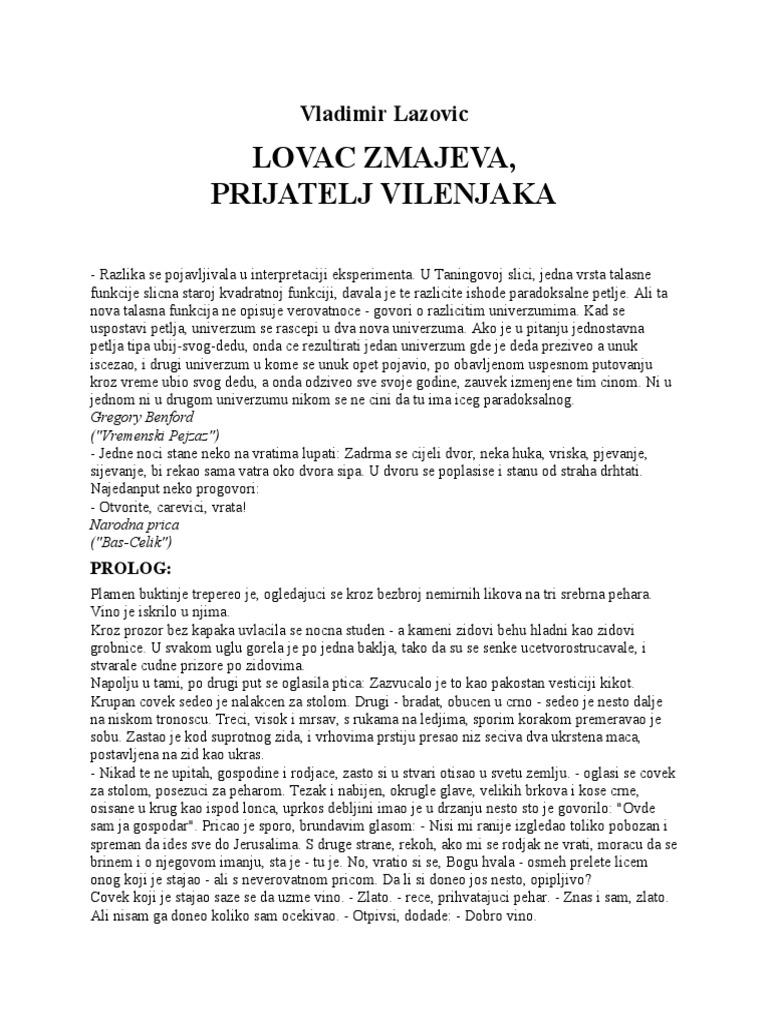 Lovac Zmajeva, Prijatelj Vilenjaka | PDF