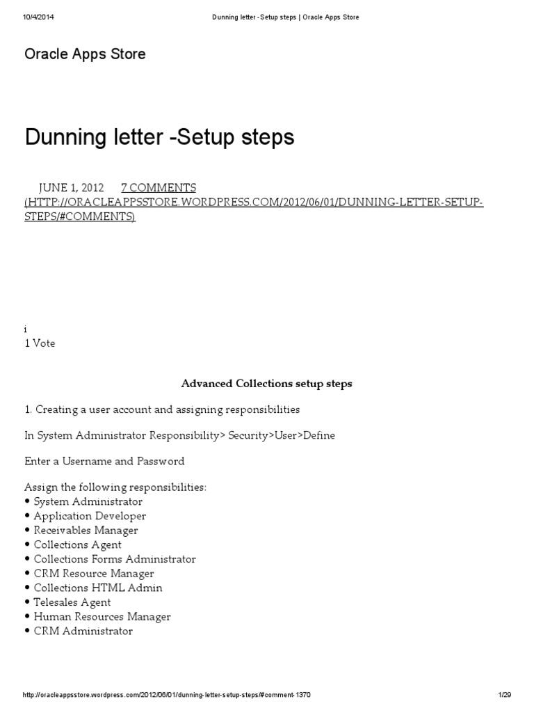 Dunning Letter - Setup Steps Check List | PDF | Computer Science | Software Development