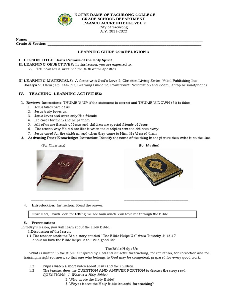 LG Week 24 Religion 3 | PDF | Jesus | Bible