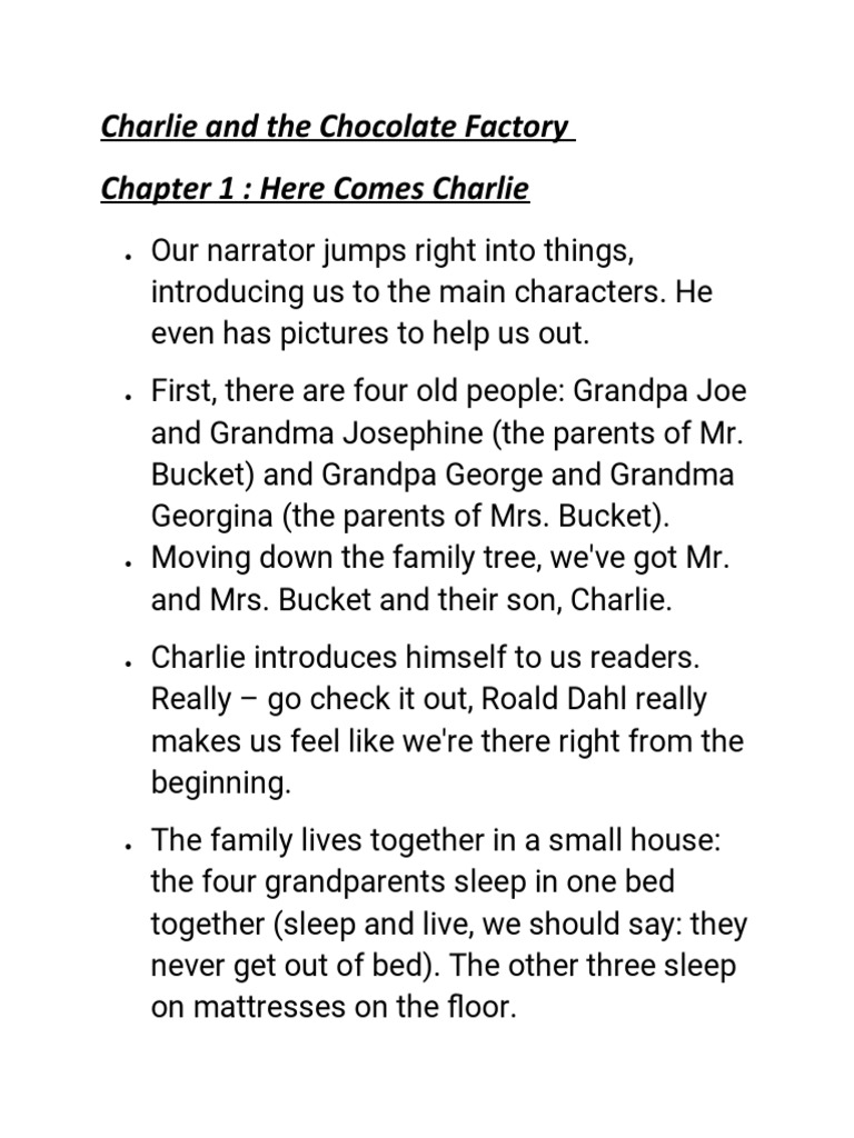 Charlie and the Chocolate Factory: Chapter 1 Summary | PDF
