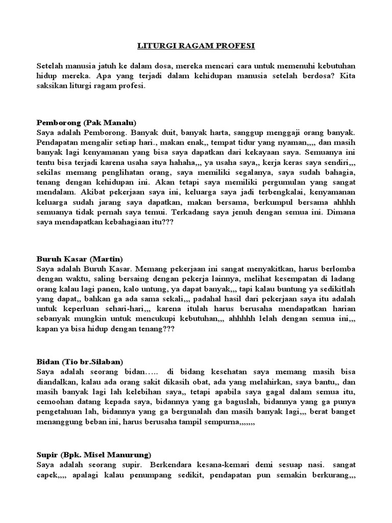 Liturgi Ragam Profesi | PDF