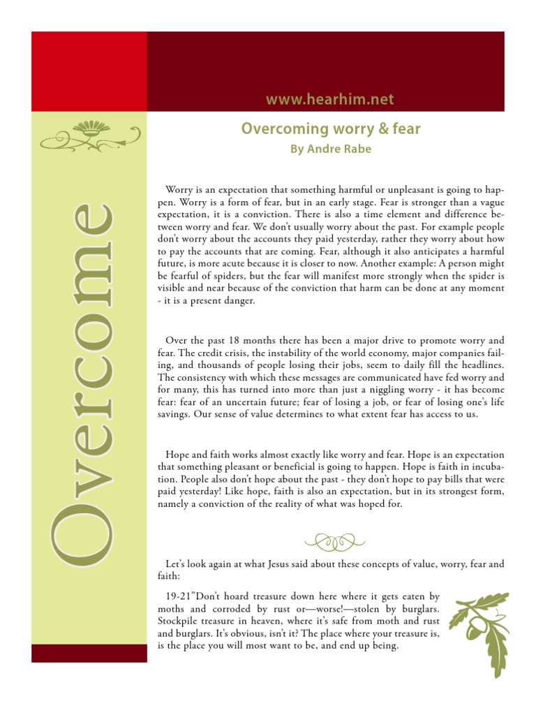 Overcoming Worry and Fear | PDF