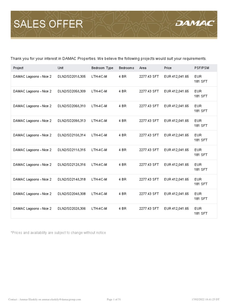 Damac - Inventorydetail - Clone 4 Bdrs Nice | PDF | Value Added Tax | Fee