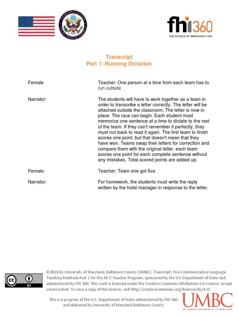 M6 - 6.3 - Part 1 - Running Dictation Transcript | PDF | Language Arts ...