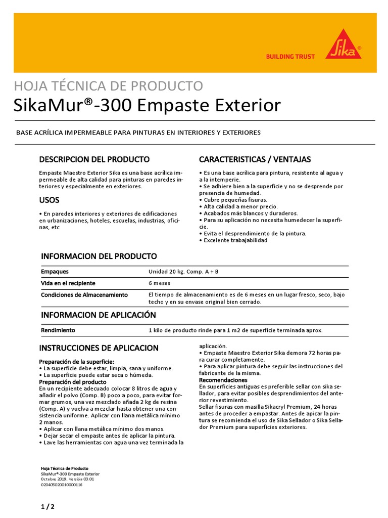 Sikamur - 300 Empasteexterior | PDF | Pintar