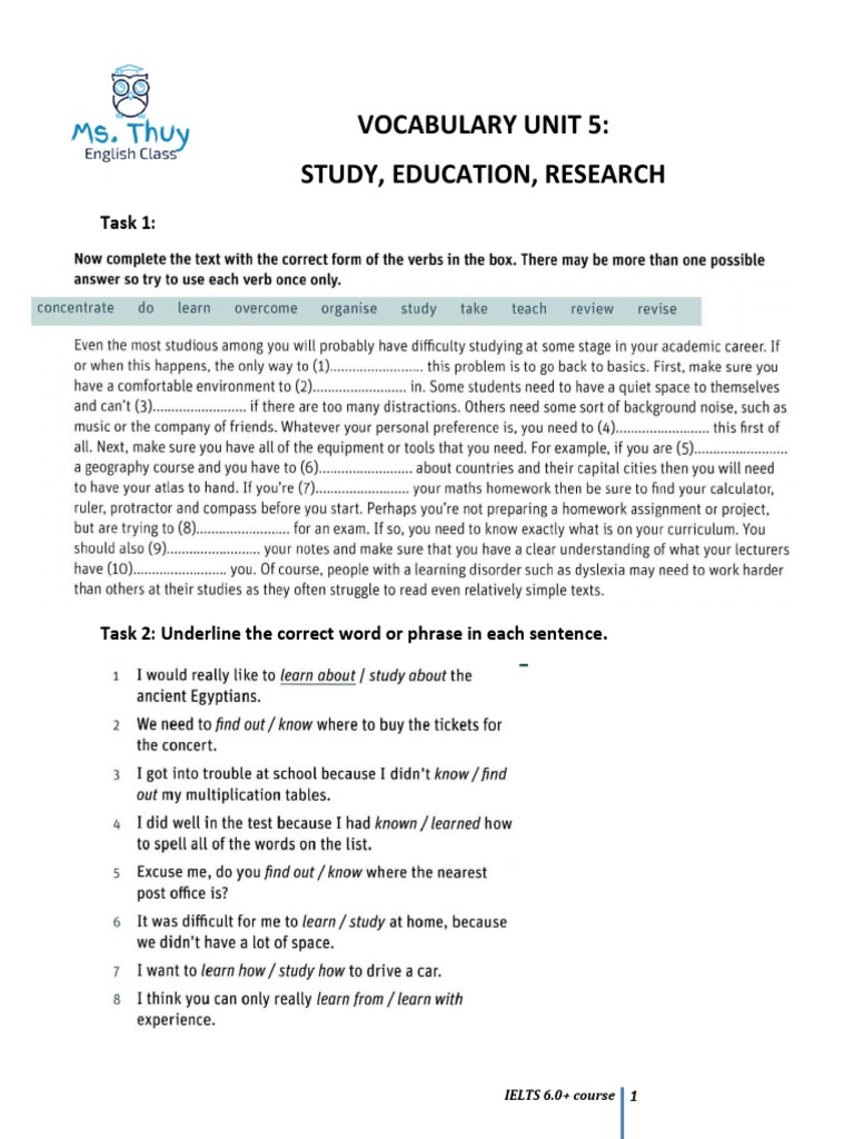 Vocabulary Unit 5 | PDF
