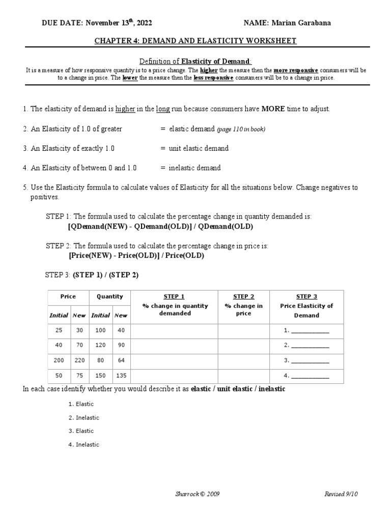 Elasticity Marian | PDF | Elasticity (Economics) | Price Elasticity Of ...