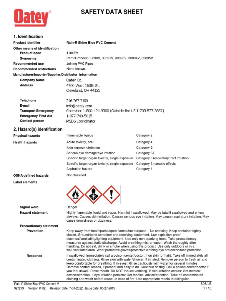 Sds - Rain Shine Azul | PDF | Firefighting | Dangerous Goods