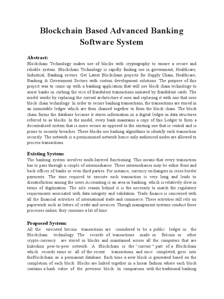 Blockchain Based Advanced Banking Software System | PDF | Database ...