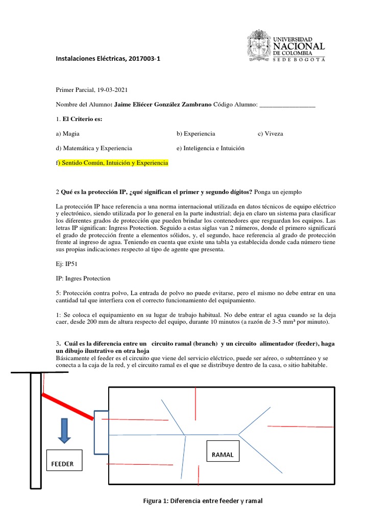 1er Parcial-20% - (Inst - Electr.) - 1-05-2020 | Descargar gratis PDF | Electricidad ...