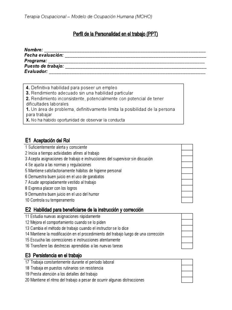 Evaluación de Volición en Terapia Ocupacional | PDF | Terapia ocupacional
