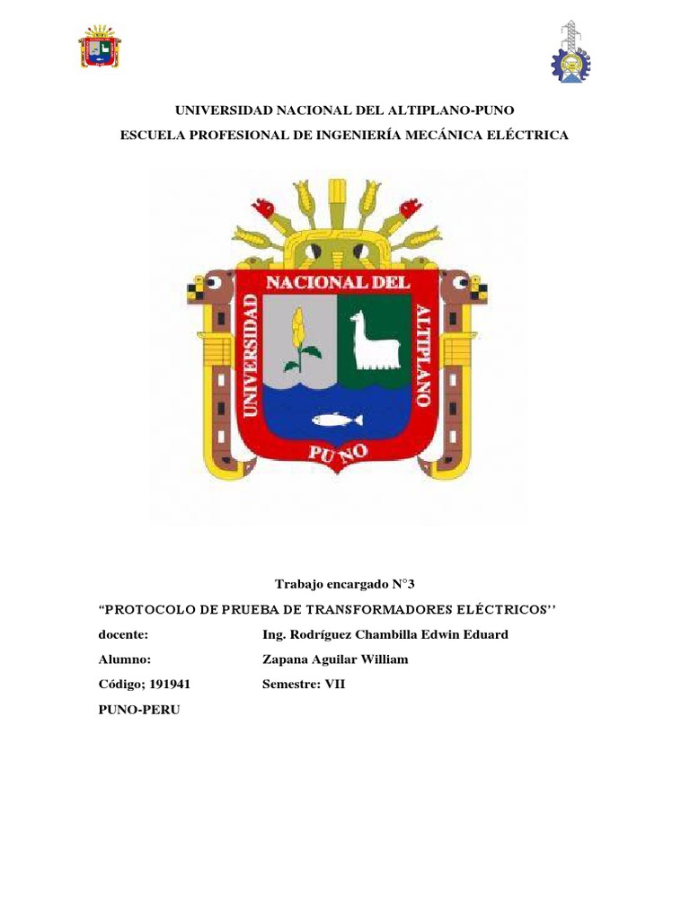 Protocolo de Prueba de Transformadores Eléctricos | PDF | Transformador | Inductor