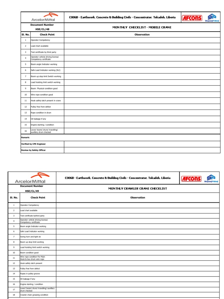 Updated Monthly Inspection Checklist 6084 | PDF | Brake | Electrical ...