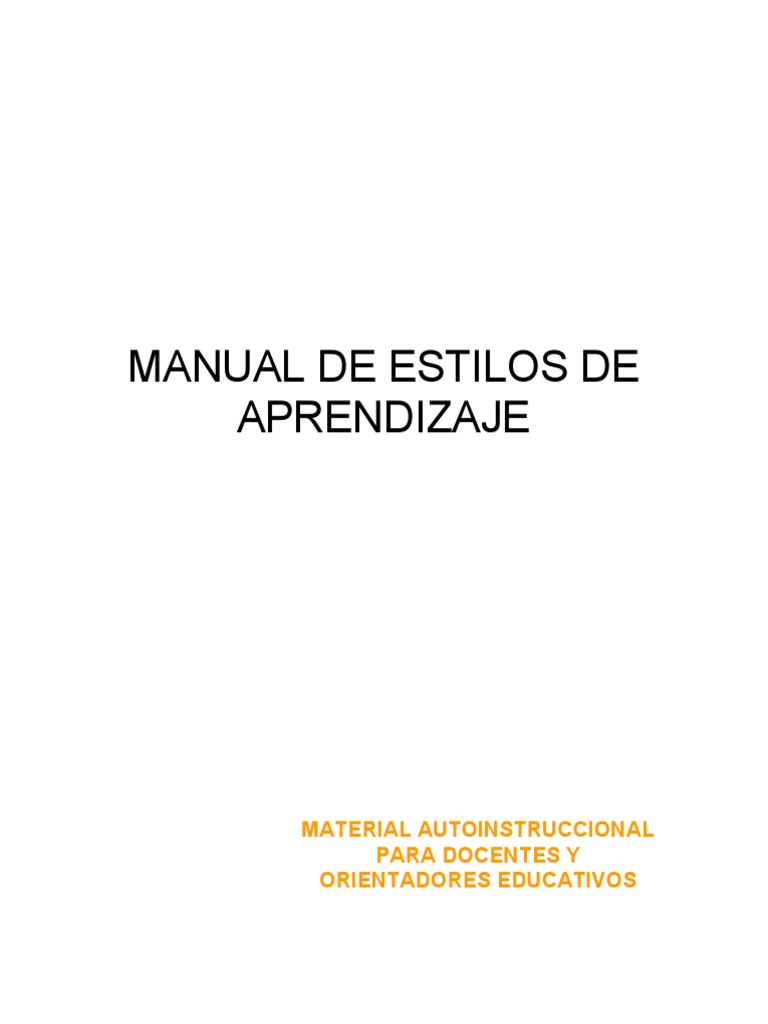 Manual de Estilos de Aprendizaje | Descargar gratis PDF | Aprendizaje | Aprendiendo estilos