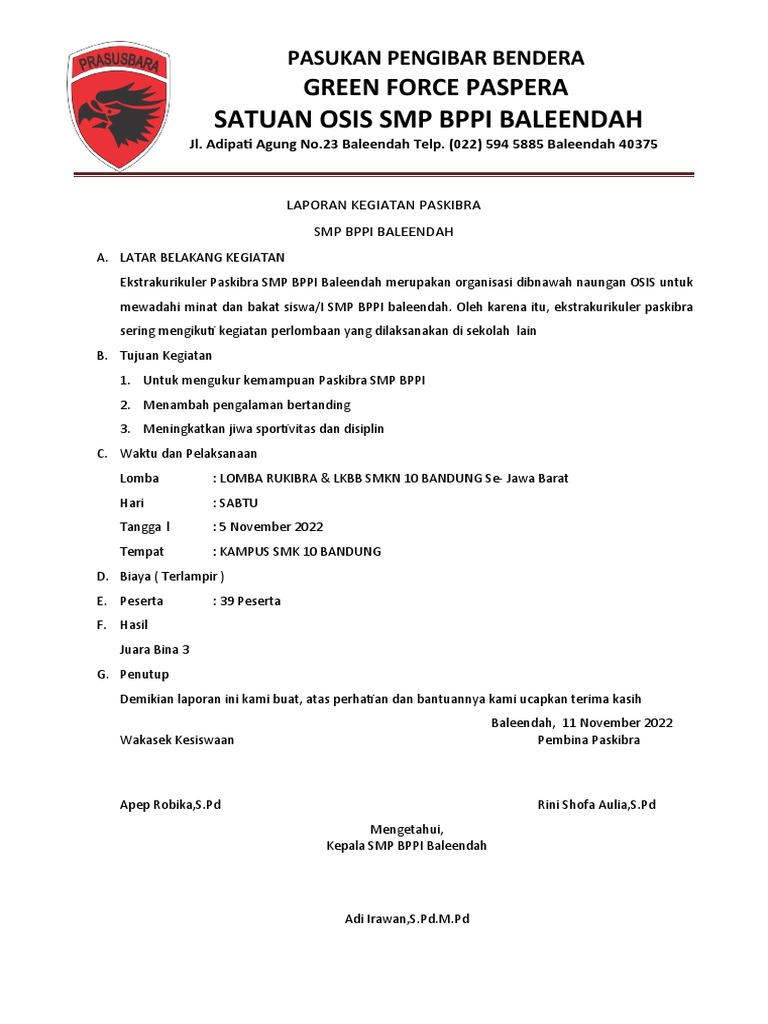 LAPORAN KEGIATAN LKBB | PDF