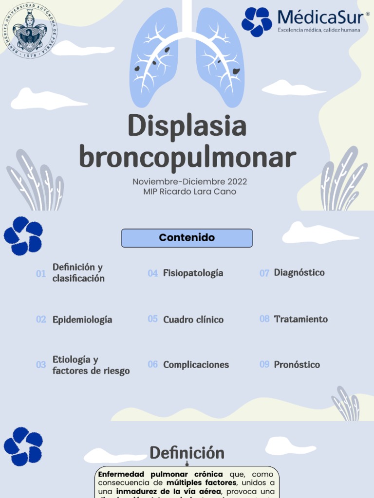 Displasia Broncopulmonar | PDF | Parto prematuro | Especialidades Medicas