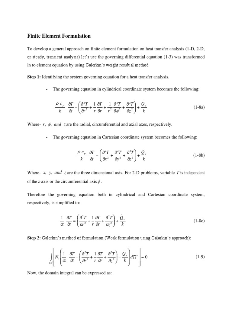 Finite Element Formulation Pdf Theoretical Physics Applied Mathematics