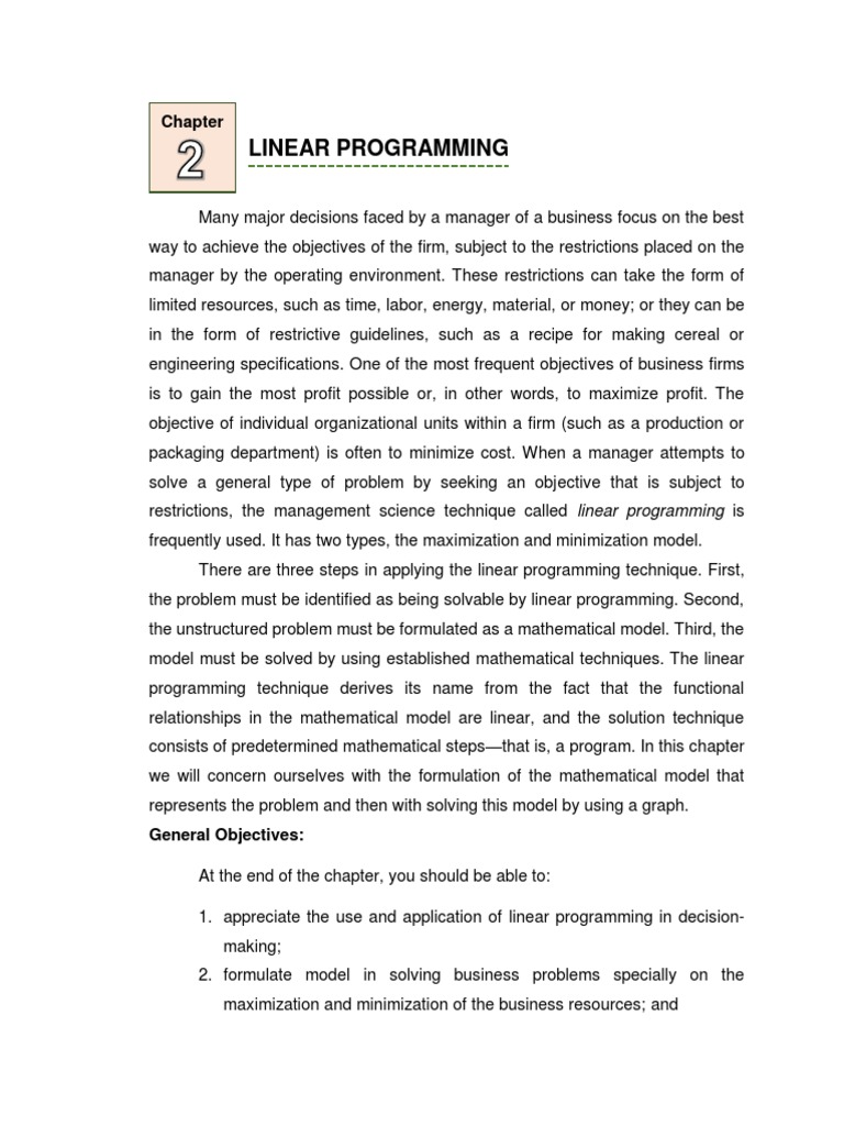Linear Programming | PDF | Mathematical Optimization | Linear Programming Linear Programming | PDF | Mathematical Optimization | Linear Programming