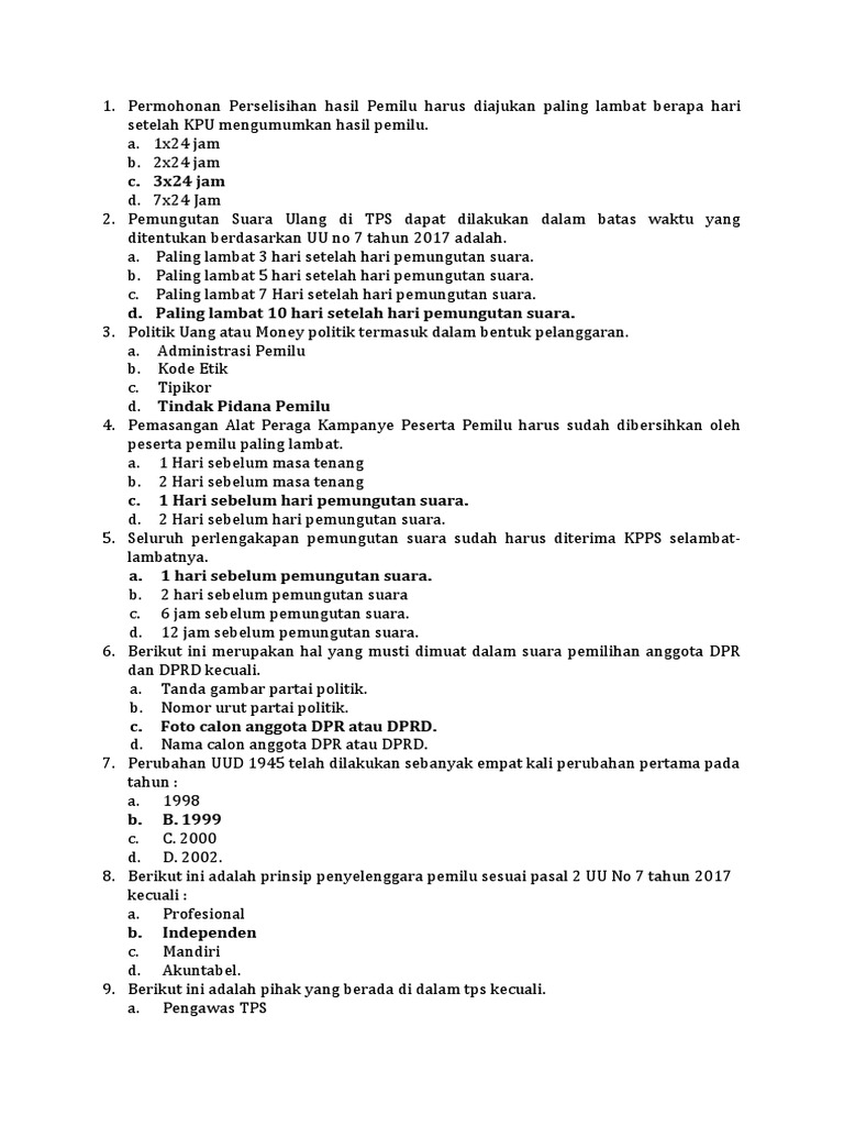Contoh Soal Pemilu | PDF