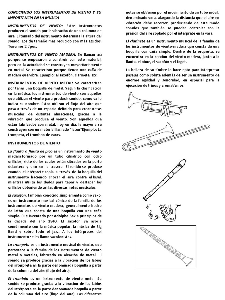 Folleto Los Instrumentos Musicales de Viento | PDF | Ciencias sociales