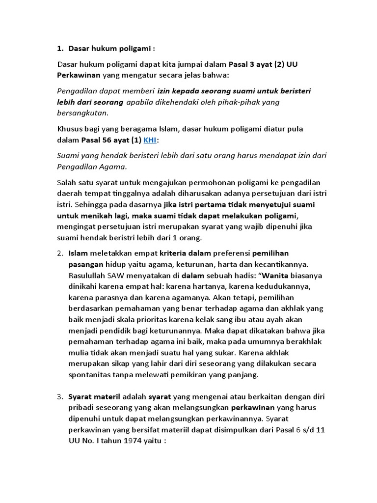 Dasar Hukum Poligami | PDF