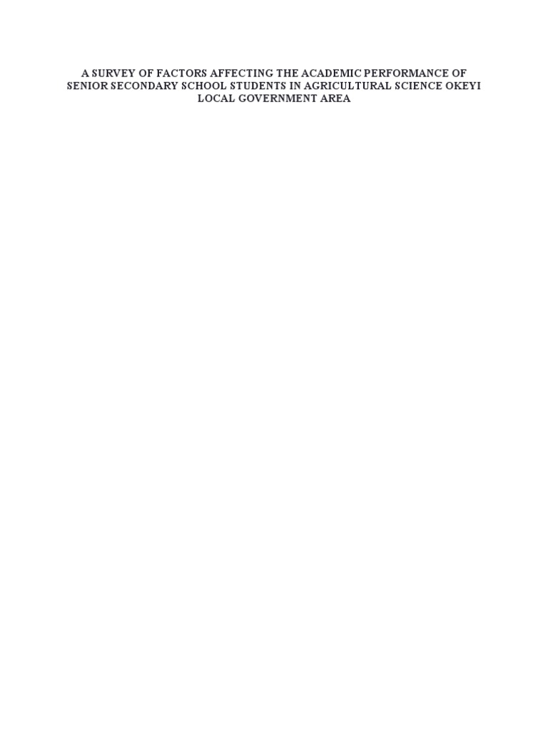 Factors Impacting Academic Performance in Agriculture | PDF | Teachers ...