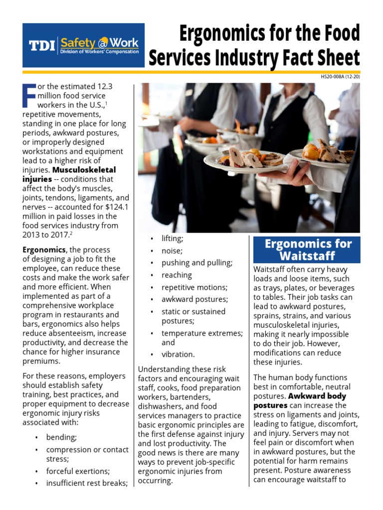 Ergonomics For Food Services Industry | PDF | Human Factors And ...