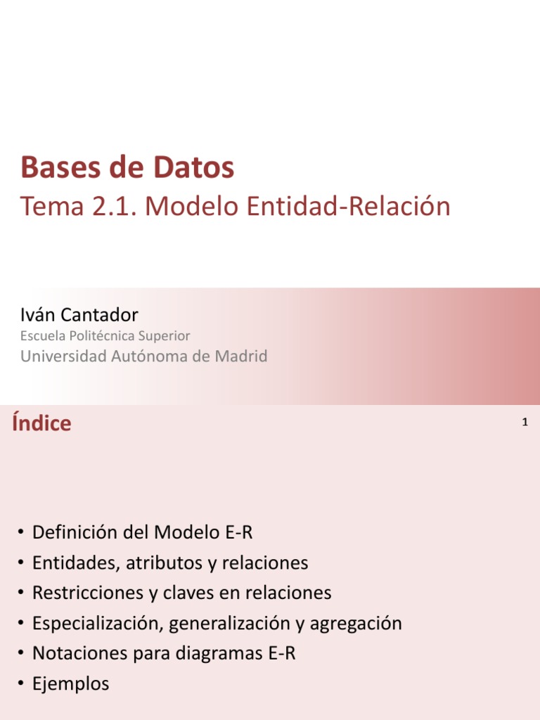 Modelo ER | Descargar gratis PDF | Base de datos relacional | Modelo de datos