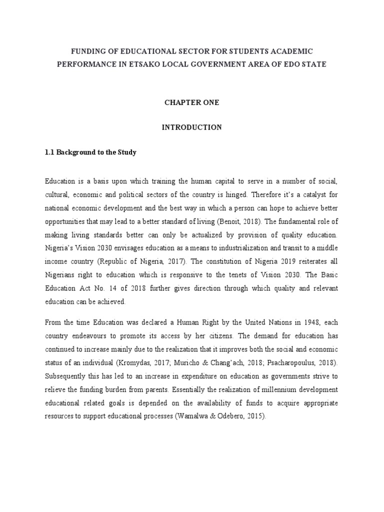 (Chapter One) Funding of Educational Sector For Students Academic ...