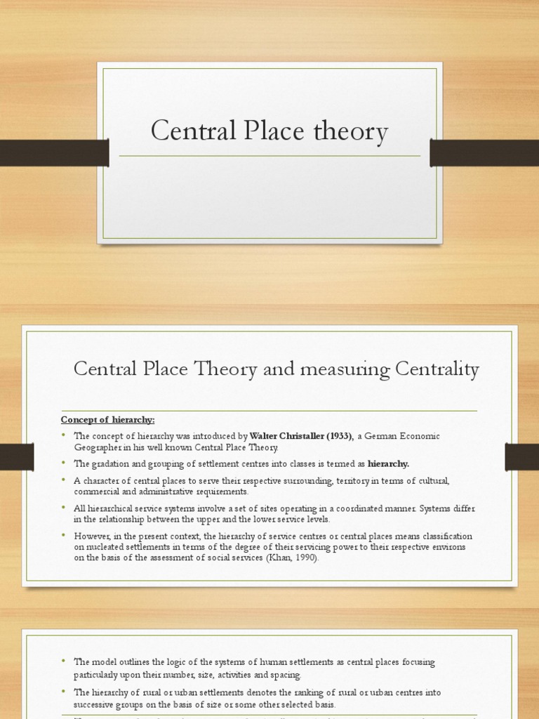 Central Place Theory | PDF | Hierarchy | Economies