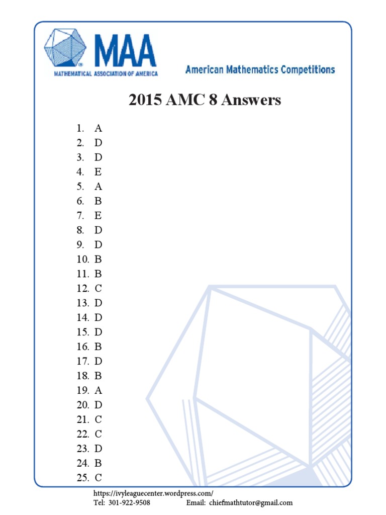 2015 Amc8 Answers | PDF