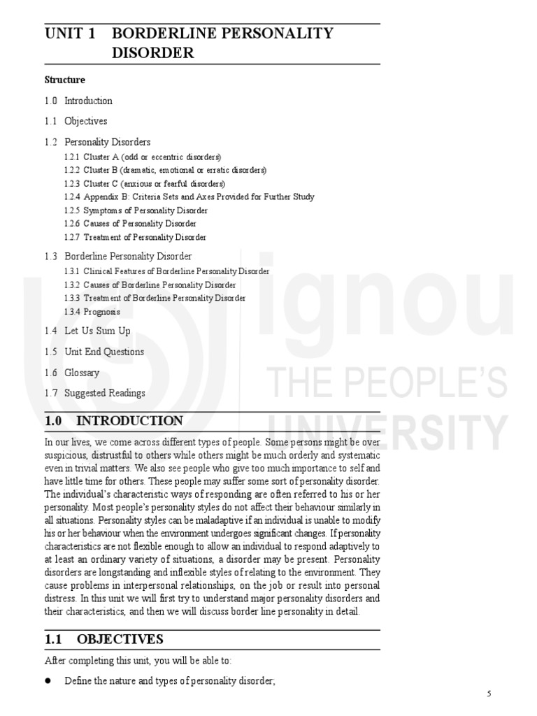 Block 5 | PDF | Borderline Personality Disorder | Personality Disorder