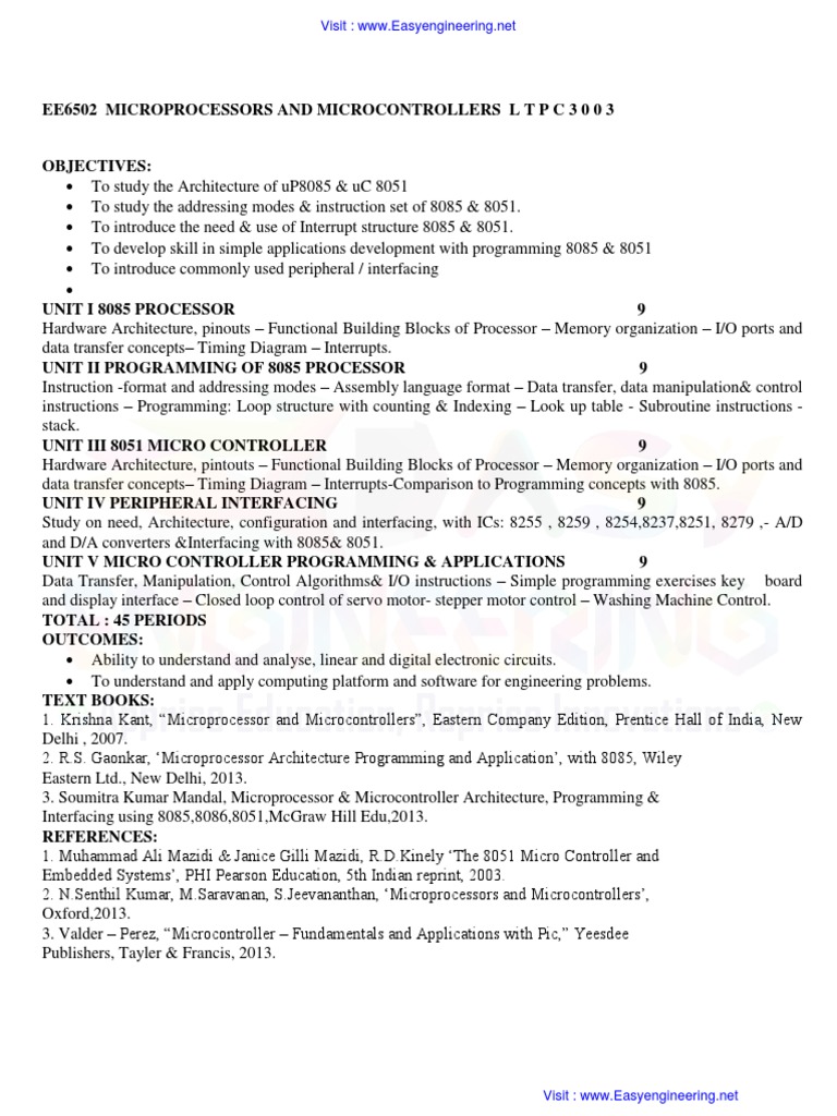 EE6502 Microprocessors and Microcontrollers | PDF | Central Processing Unit | Input/Output