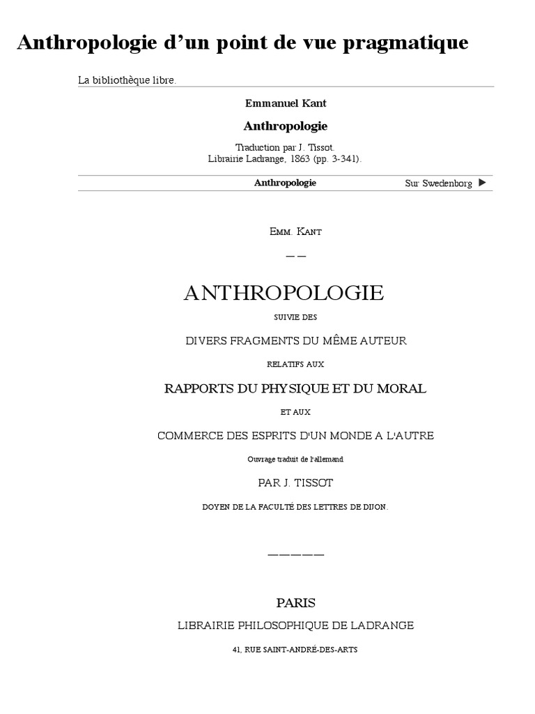 Anthropologie Dun Point de Vue Pragmatique | PDF | Empirisme | Noûs