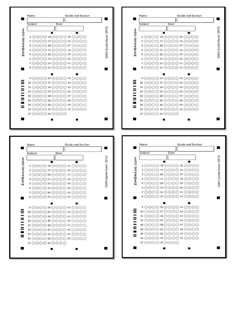50 Items Zipgrade | PDF