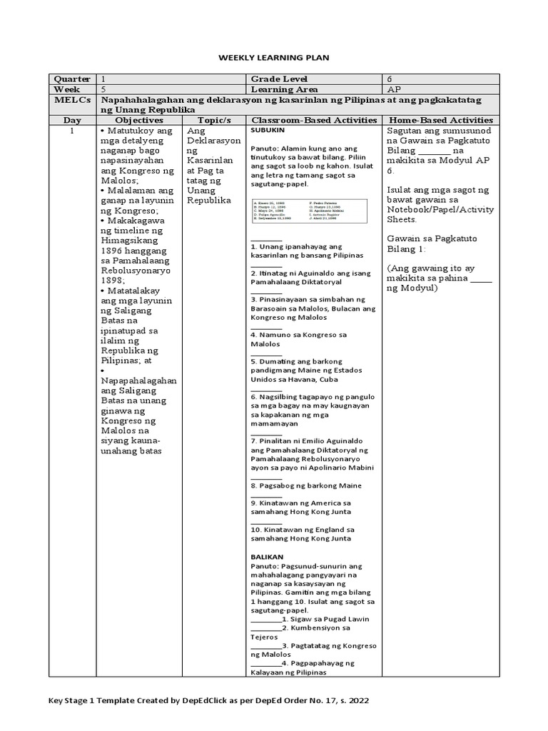 Subukin: Key Stage 1 Template Created by Depedclick As Per Deped Order ...