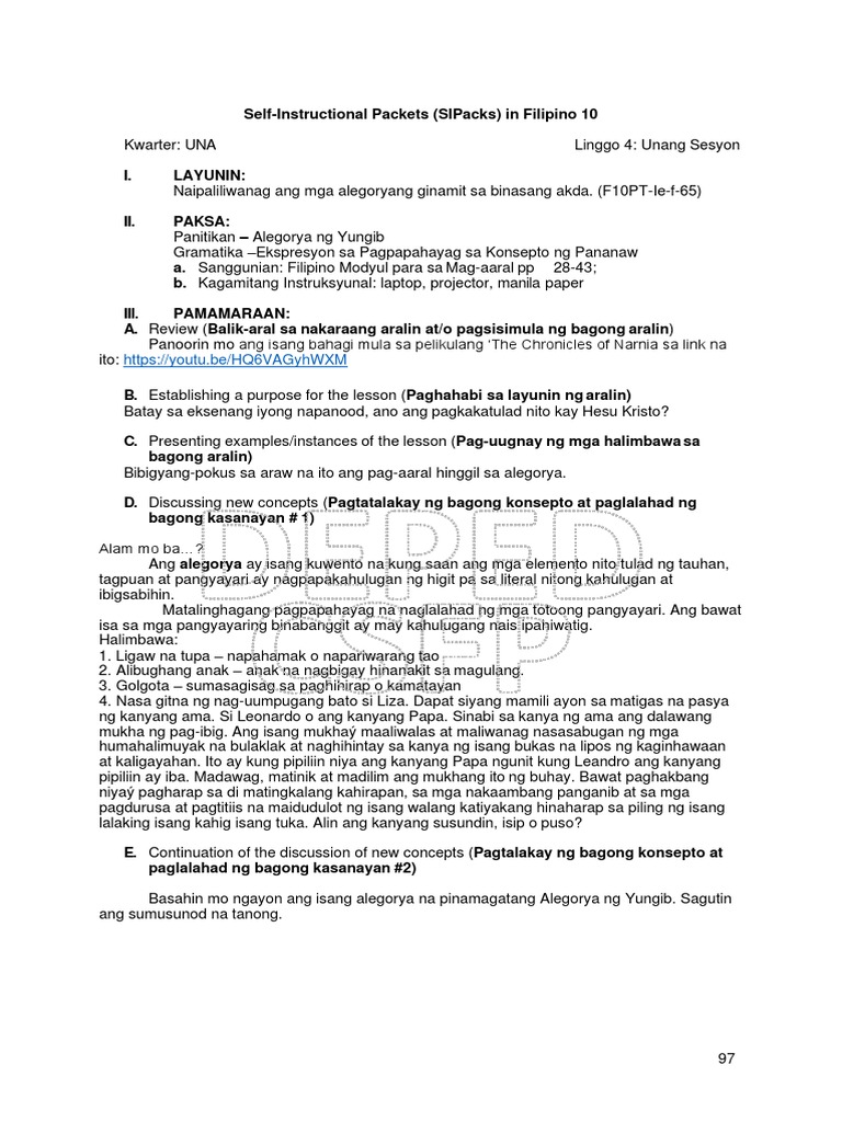 FILIPINO 10 - Q1 Module 4 | PDF