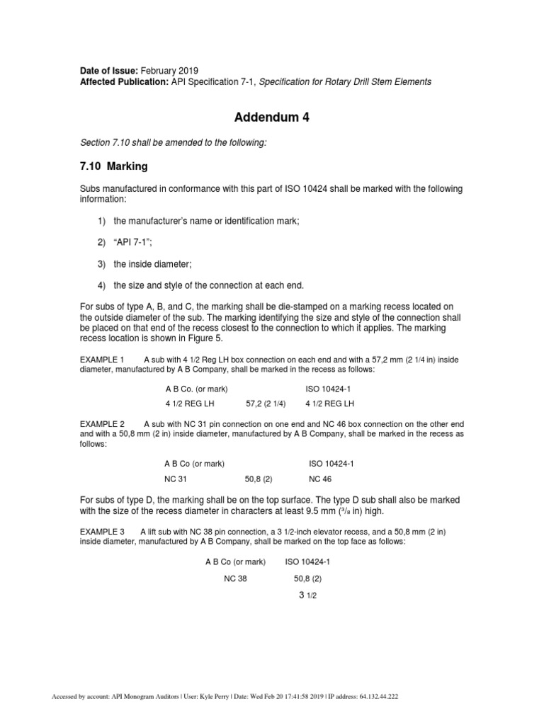 API 7-1 1st-Edition Addendum-4 February 2019 | PDF | Computing