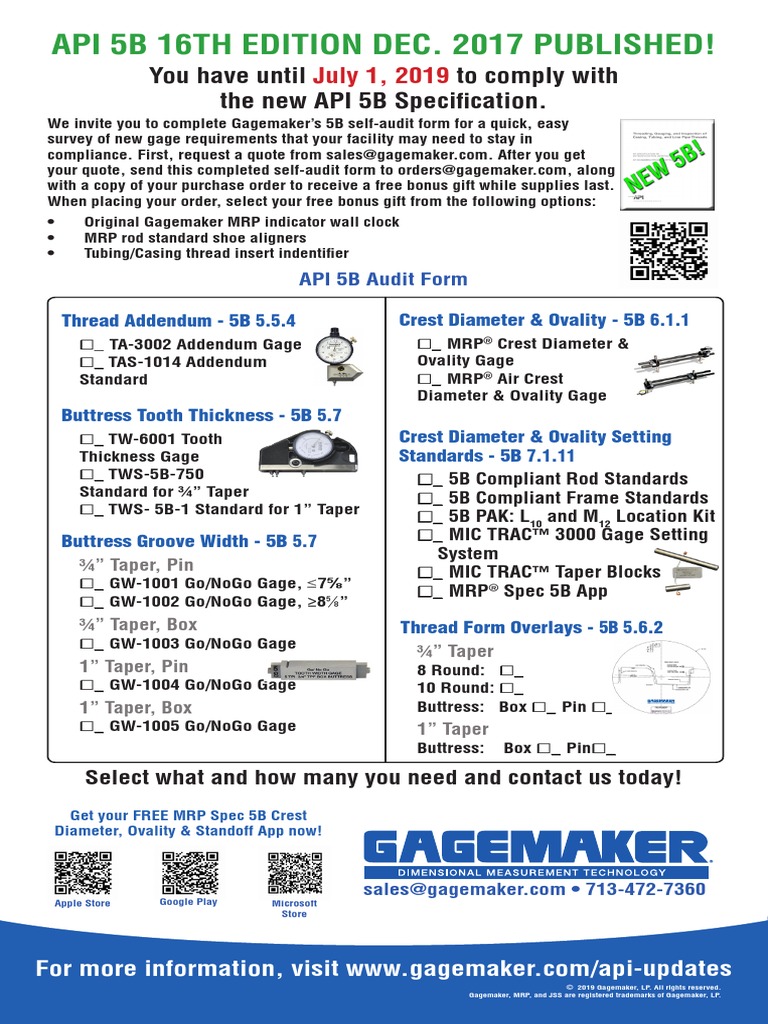 API 5B Card Large Ver 2 With Photos 2sided July 1 2019 Date | PDF ...