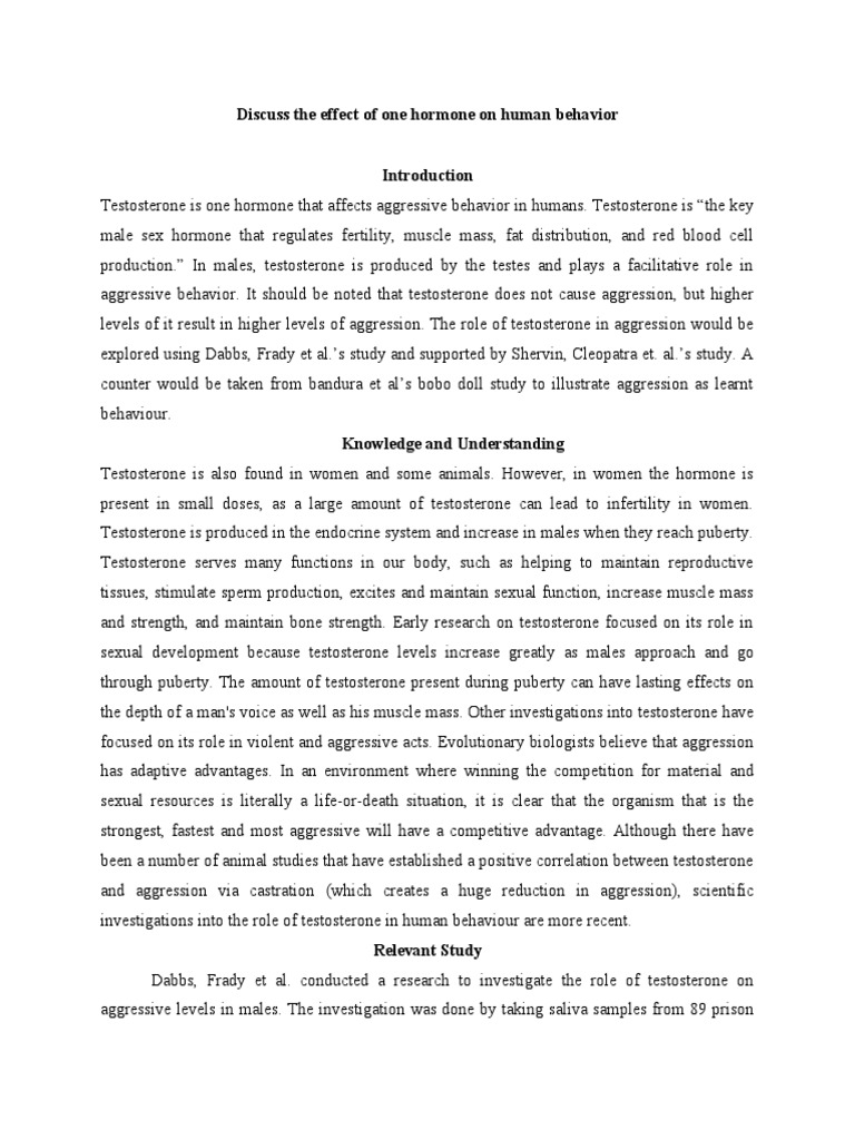 Testosterone's Impact on Aggression | PDF | Aggression | Cognitive Science