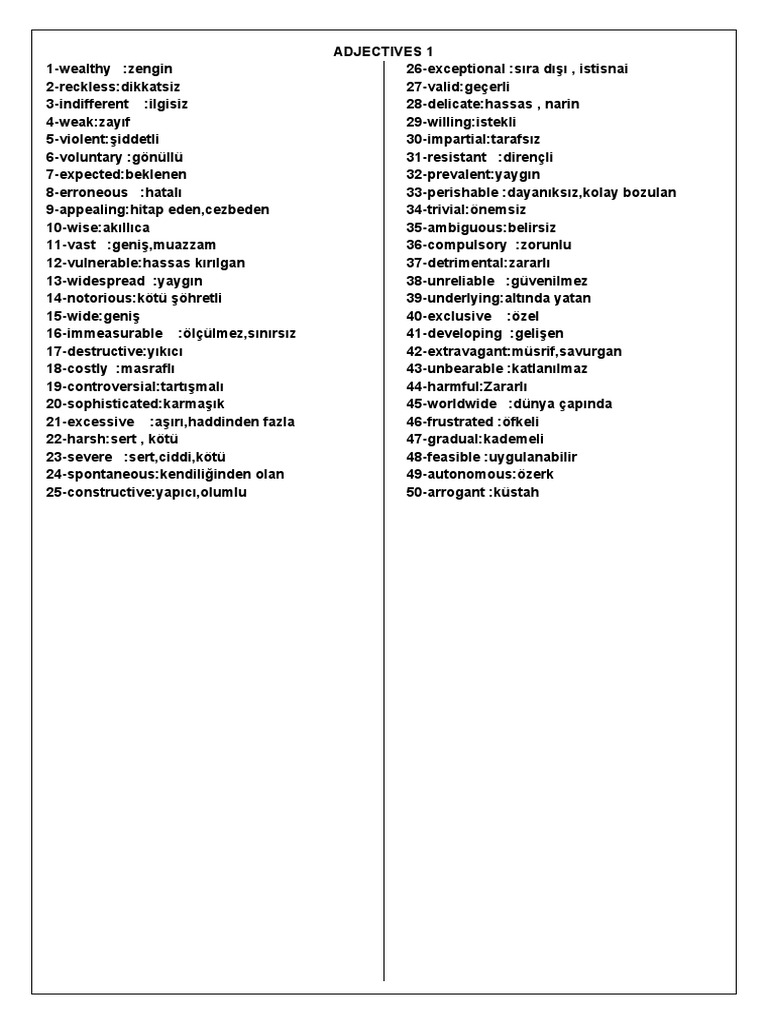 Adjectives 1 | PDF