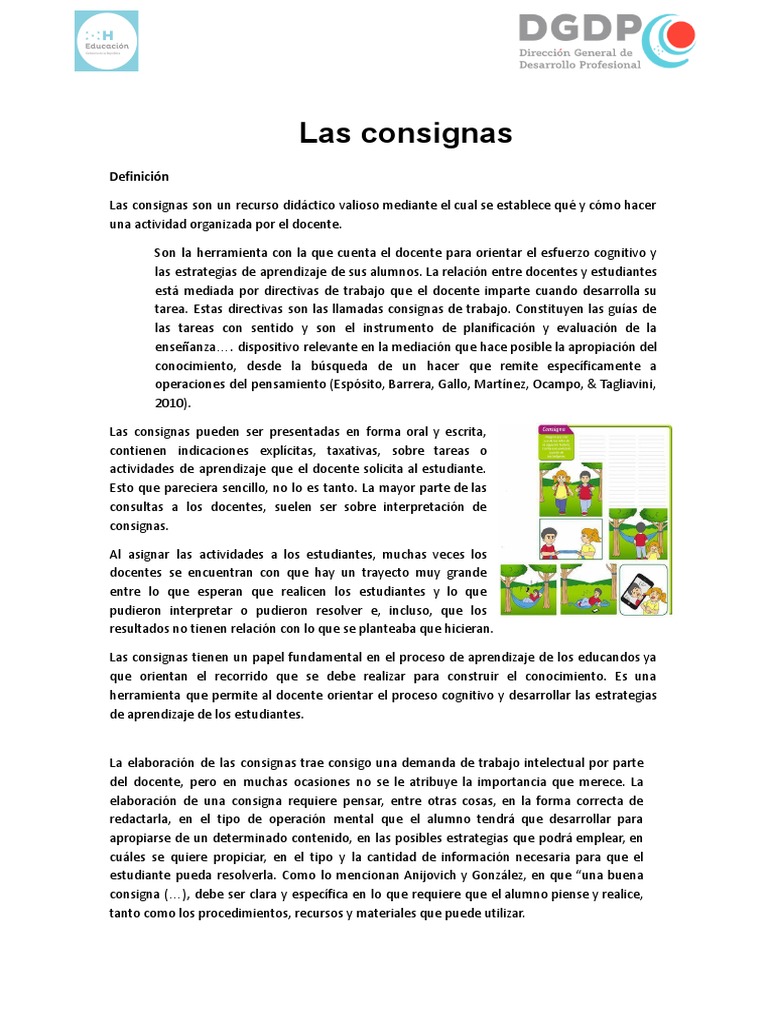 Las Consignas en Educación Básica | PDF | Método de enseñanza | Maestros