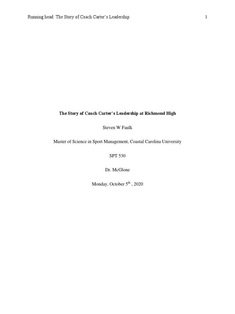 Coach Carter's Leadership and Discipline | PDF | Leadership
