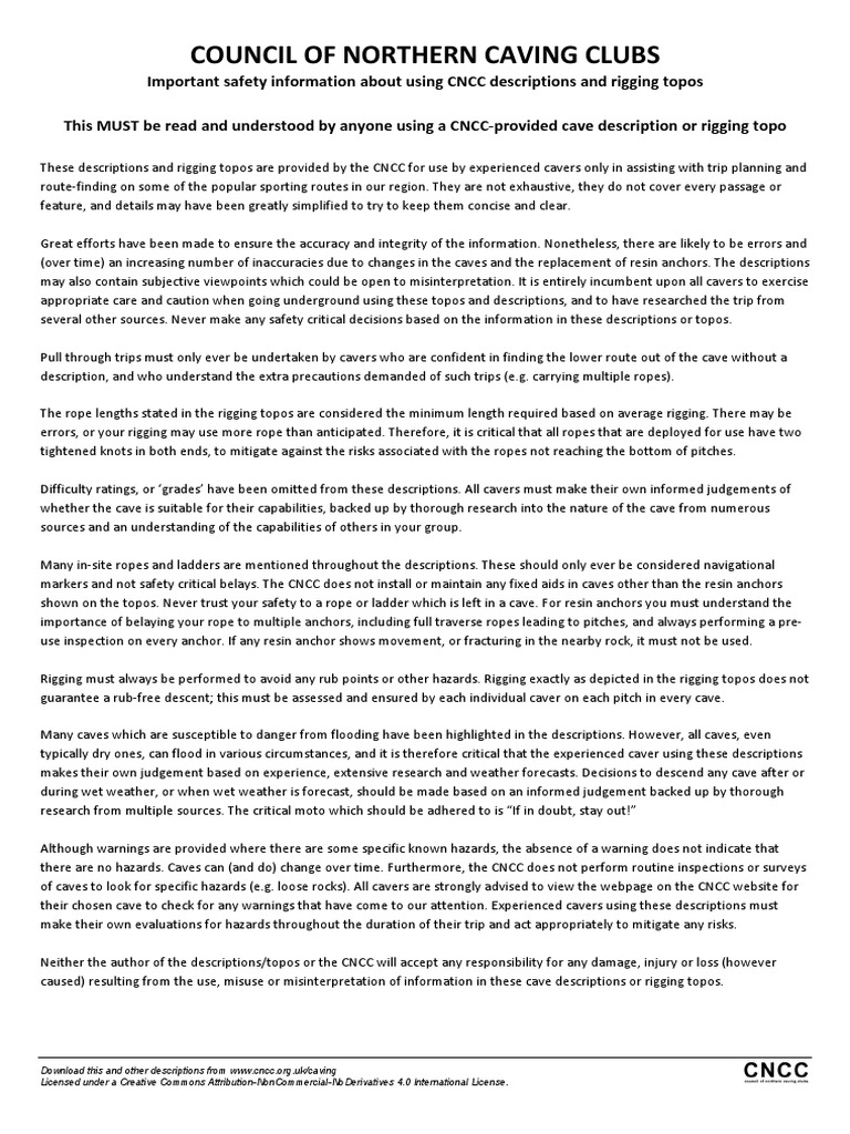 Leck Fell Cave Safety Guidelines | PDF | Science & Mathematics